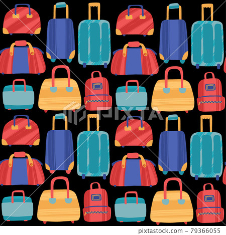 Seamless travel pattern with luggage. Colorful... - Stock Illustration ...