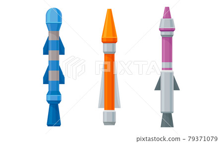 Military Guided Missiles of Different Color and... - Stock Illustration ...