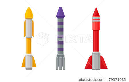 Military Guided Missiles of Different Color and... - Stock Illustration ...