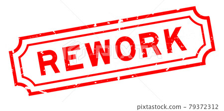 Grunge red rework word square rubber seal stamp... - Stock Illustration ...