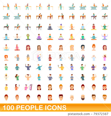 100 people icons set, cartoon style - Stock Illustration [79372387] - PIXTA
