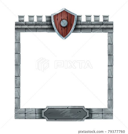 Stone game frame, vector UI panel, medieval...-插圖素材 [79377760] - PIXTA圖庫