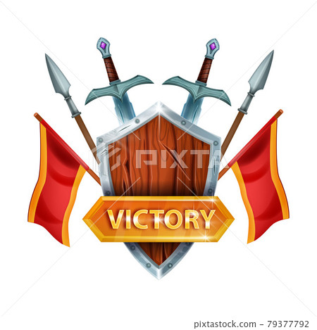 Victory game UI vector icon, winner sign... - Stock Illustration ...
