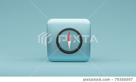 compass icon on square shape , 3d rendering - Stock Illustration ...