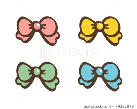 Set of 4 cute ribbons / hand-drawn illustrations - Stock Illustration ...