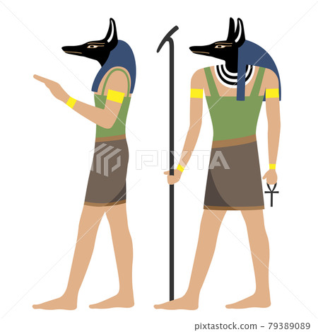 Illustration set of Egyptian god (Anubis)... - Stock Illustration ...
