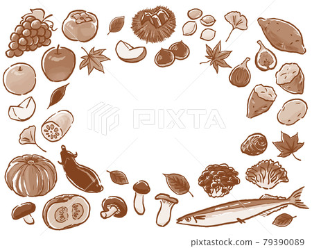Hand-painted autumn taste Autumn food set Sepia... - Stock Illustration ...