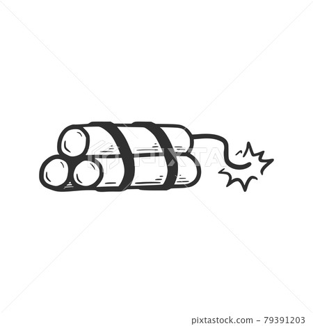 Hand drawn dynamite with fire element - Stock Illustration [79391203 ...