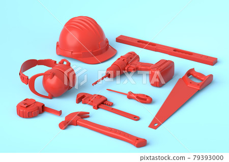 Isometric view of monochrome construction tools... - Stock Illustration ...
