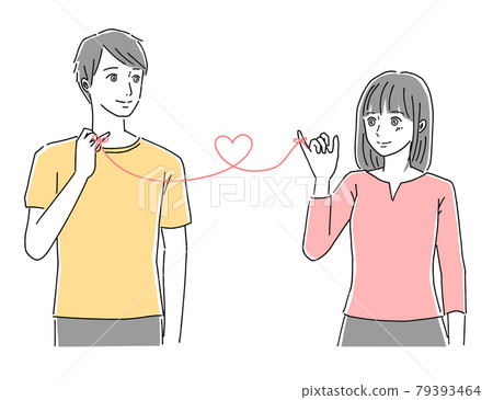 Two people tied with a red thread - Stock Illustration [79393464] - PIXTA