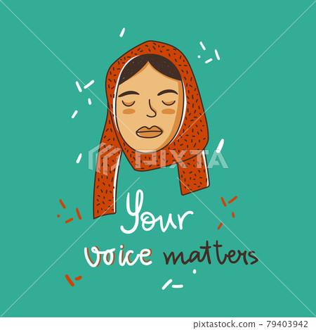 Your voice matters. Support card with doodle girl - Stock Illustration ...