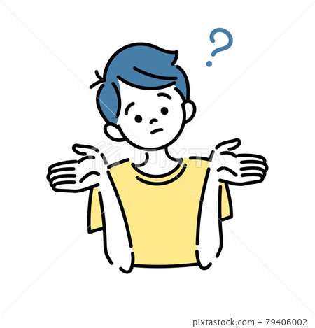Mysterious Hatena pose boy illustration - Stock Illustration [79406002 ...
