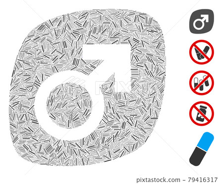 Linear Male Power Tablet Icon Vector Collage - Stock Illustration ...