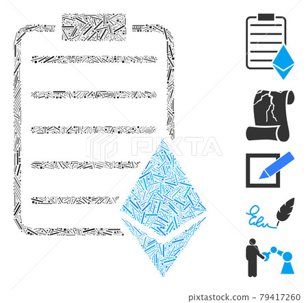 Linear Ethereum Contract Icon Vector Mosaic - Stock Illustration ...