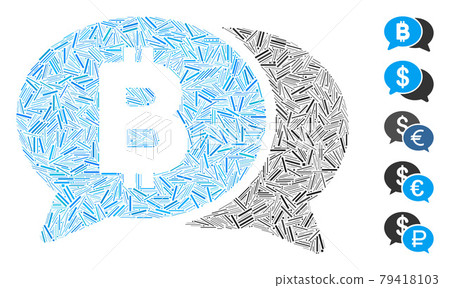 Line Bitcoin Chat Icon Vector Mosaic - Stock Illustration [79418103 ...