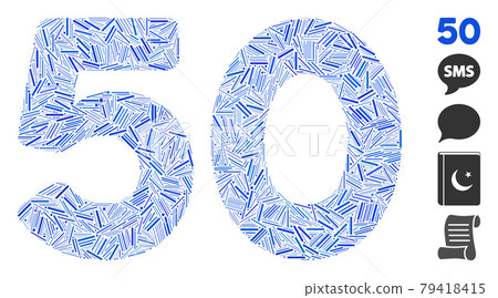 Line 50 Digits Text Icon Vector Collage - Stock Illustration [79418415 ...