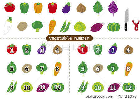 vegetables, vegetable, number - Stock Illustration [79421053] - PIXTA