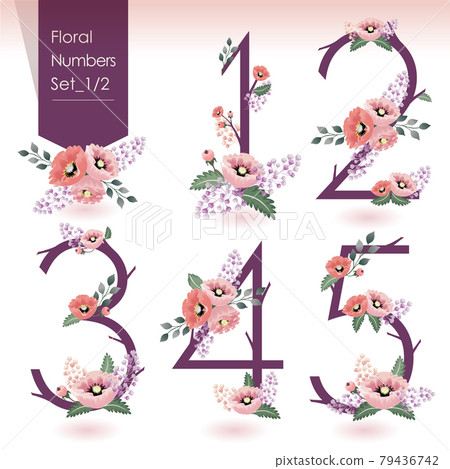 Vector illustration of floral numbers... - Stock Illustration [79436742 ...