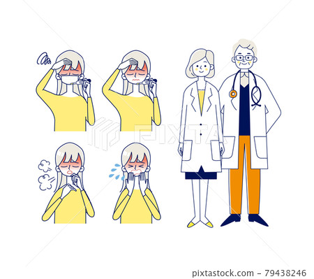 Fever female doctor male and female... - Stock Illustration [79438246 ...