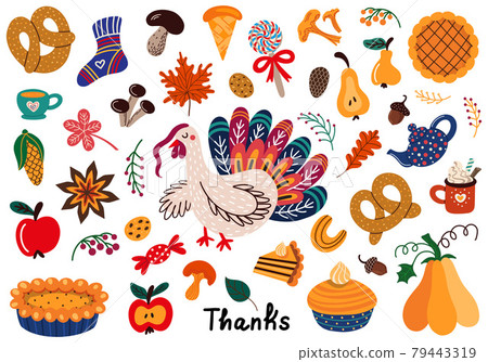 Set of elements for Thanksgiving celebration - Stock Illustration ...