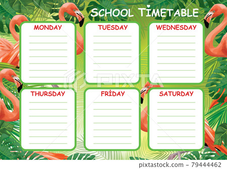Vector template school timetable, pink... - Stock Illustration ...