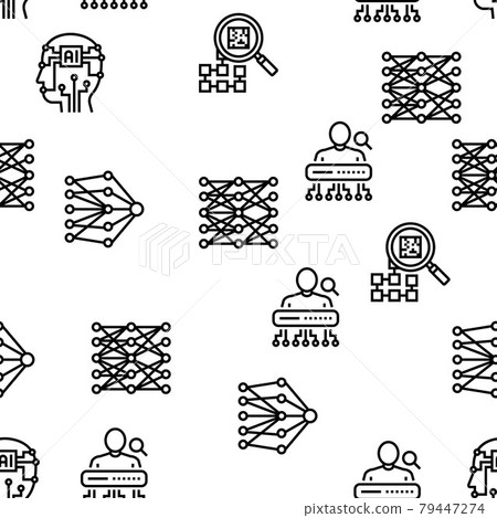 Neural Network And Ai Vector Seamless Pattern - Stock Illustration ...