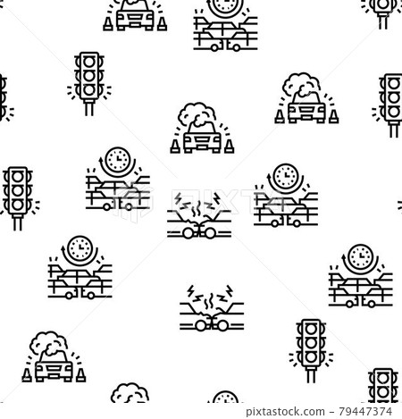 Traffic Jam Transport Vector Seamless Pattern - Stock Illustration ...
