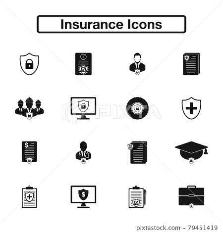 Insurance Icon set. Flat style vector EPS. - Stock Illustration ...