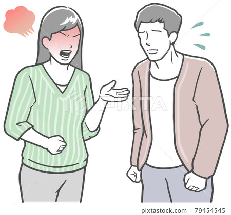 Husband angry with young couple wife - Stock Illustration [79454545 ...