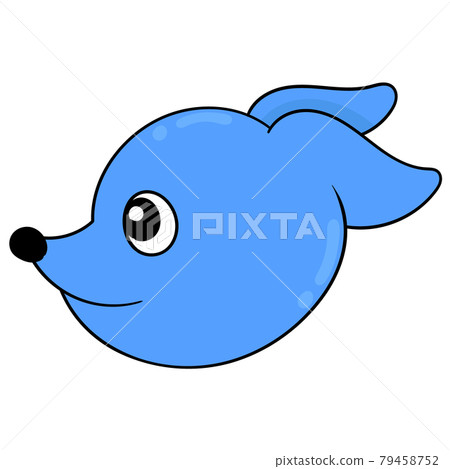 cute blue weasel head, doodle icon drawing - Stock Illustration ...