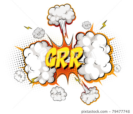 GRR text on comic cloud explosion isolated on... - Stock Illustration ...