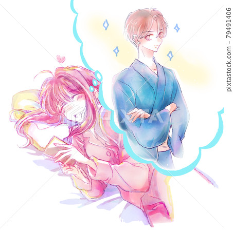 A woman longing for a romantic romance - Stock Illustration [79491406 ...