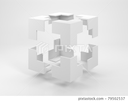 Abstract white 3d object, an empty bounding box - Stock Illustration ...