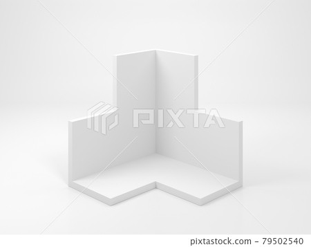 Abstract white geometric object, empty 3d corner - Stock Illustration ...