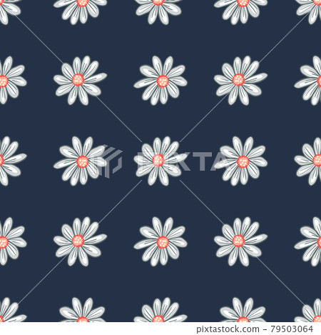 Seamless pattern with geometric daisy flowers... - Stock Illustration ...