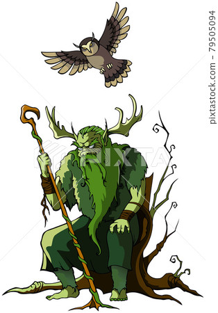 Wood Goblin in the forest, vector illustration - Stock Illustration ...