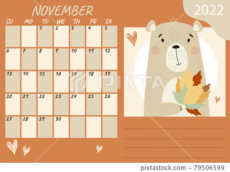 Planner calendar template for November 2022.... - Stock Illustration ...