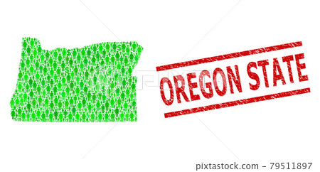 Textured Oregon State Stamp Print and Green... - Stock Illustration ...