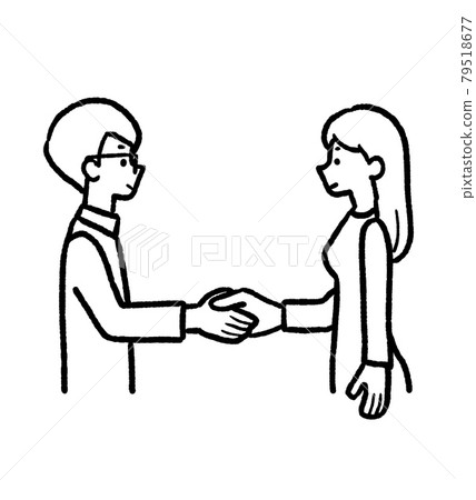Partnership line drawing illustration to shake... - Stock Illustration ...