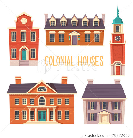 Urban retro colonial style building cartoon - Stock Illustration ...