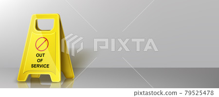 Caution yellow warning sign, out of service banner - Stock Illustration ...