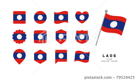 Flag of Laos Icon set of various shapes Vector... - Stock Illustration ...