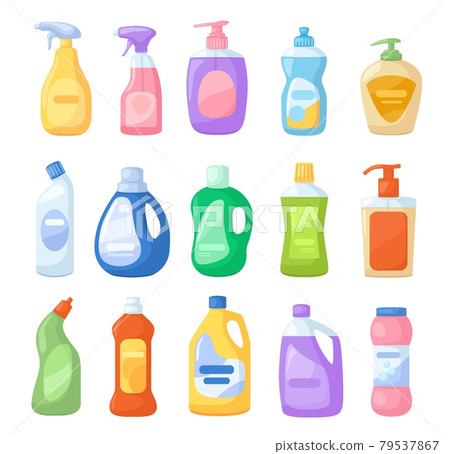 Cartoon detergent bottle. Cleaner, bleach,... - Stock Illustration ...