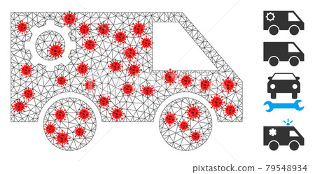 Polygonal Wire Frame Service Car Pictogram with... - Stock Illustration ...