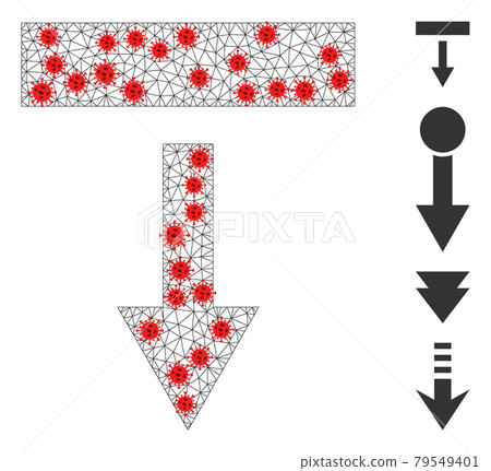 Polygonal Carcass Pull Down Pictogram with... - Stock Illustration ...
