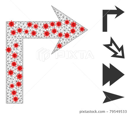 Polygonal Wire Frame Turn Right Pictogram with... - Stock Illustration ...