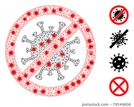 Polygonal Wire Frame Stop Virus Pictogram with... - Stock Illustration ...