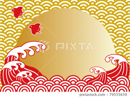 Sea wave plover Japanese pattern Qinghai wave... - Stock Illustration ...