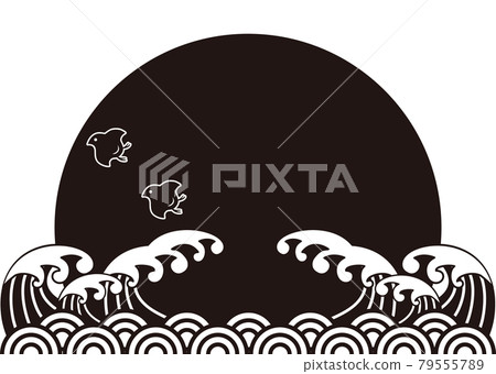 Sea wave plover Japanese pattern Qinghai wave... - Stock Illustration ...
