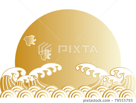 Sea wave plover Japanese pattern Qinghai wave... - Stock Illustration ...